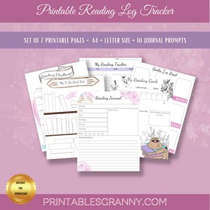 Reading Log Journal letter A4 Printable PDF Reading | Etsy