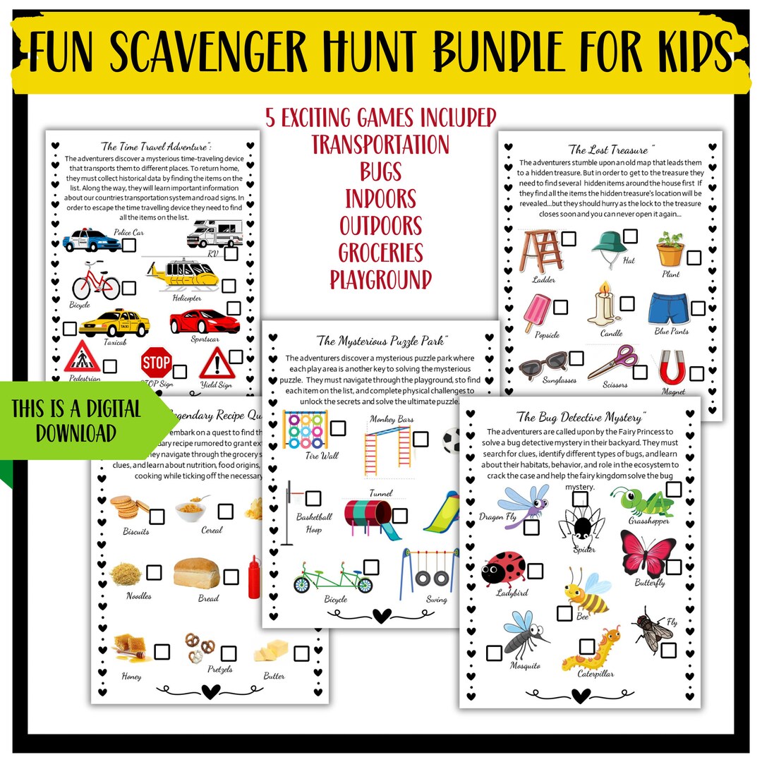 Summer Fun Scavenger Hunt for Kids Bundle, Activities and Games,summer ...