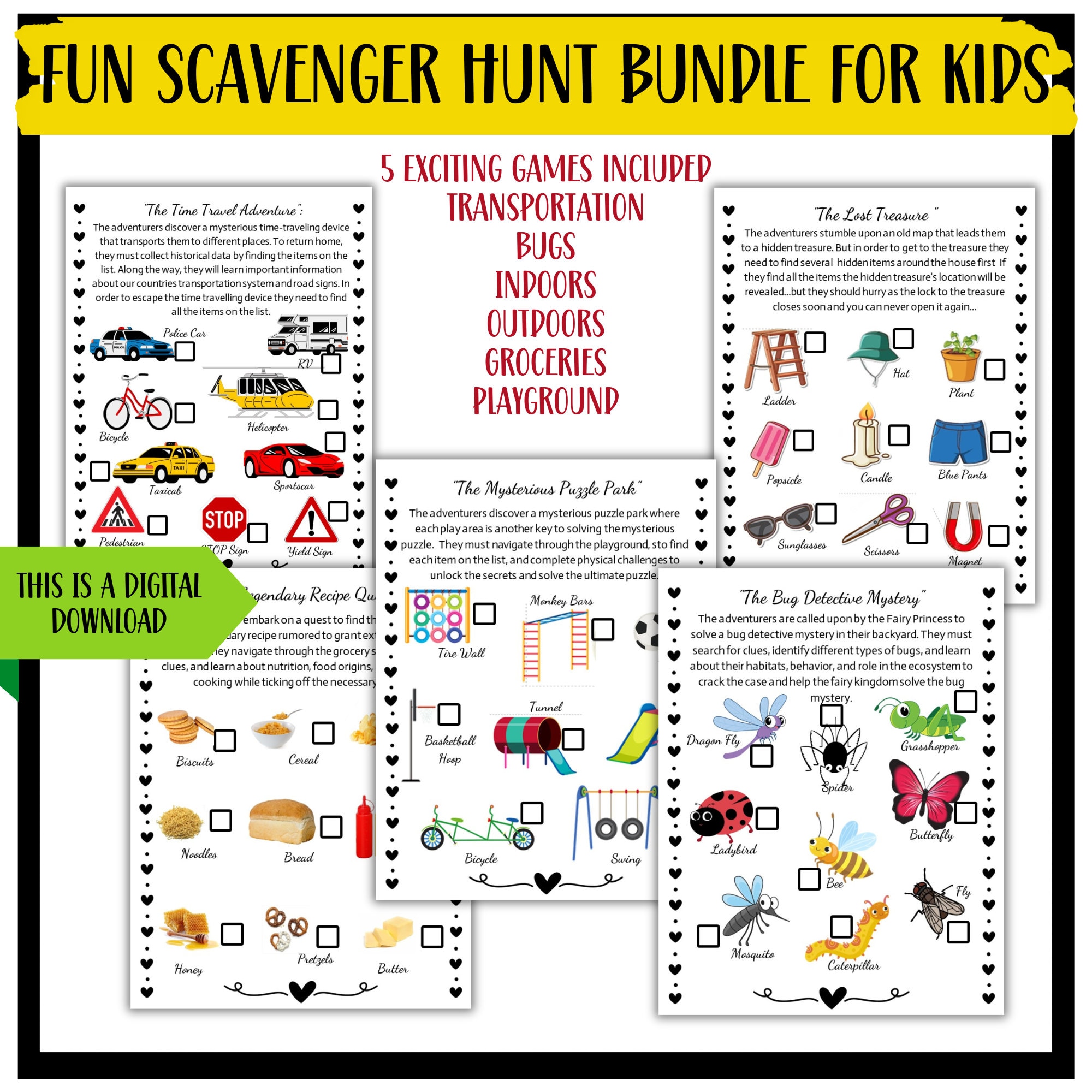 Summer Fun Scavenger Hunt for Kids Bundle, Activities and Games,summer ...