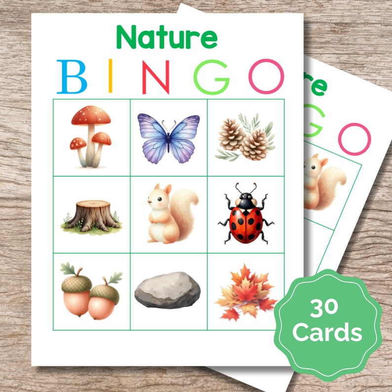 Nature Preschool Bingo Cards for Kids - Printable Outdoor Game, 3 X 3 ...