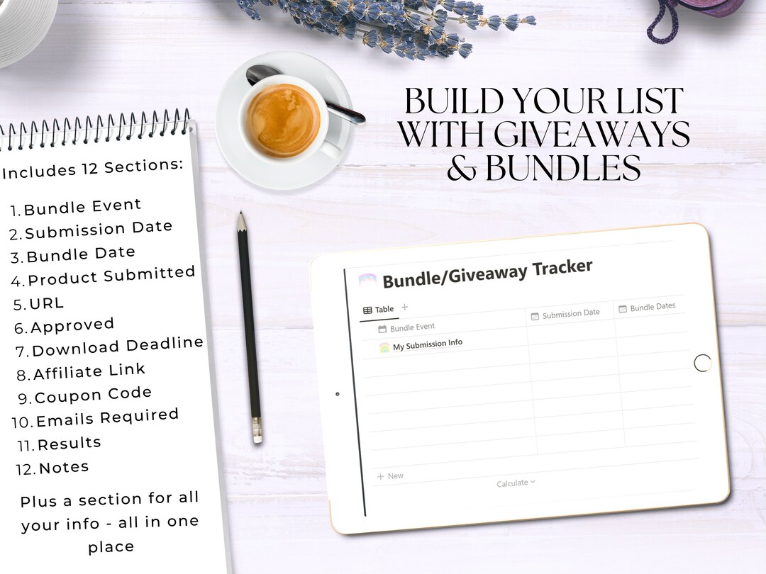 Notion Template, Giveaway Bundle Events Tracker for Small Business ...