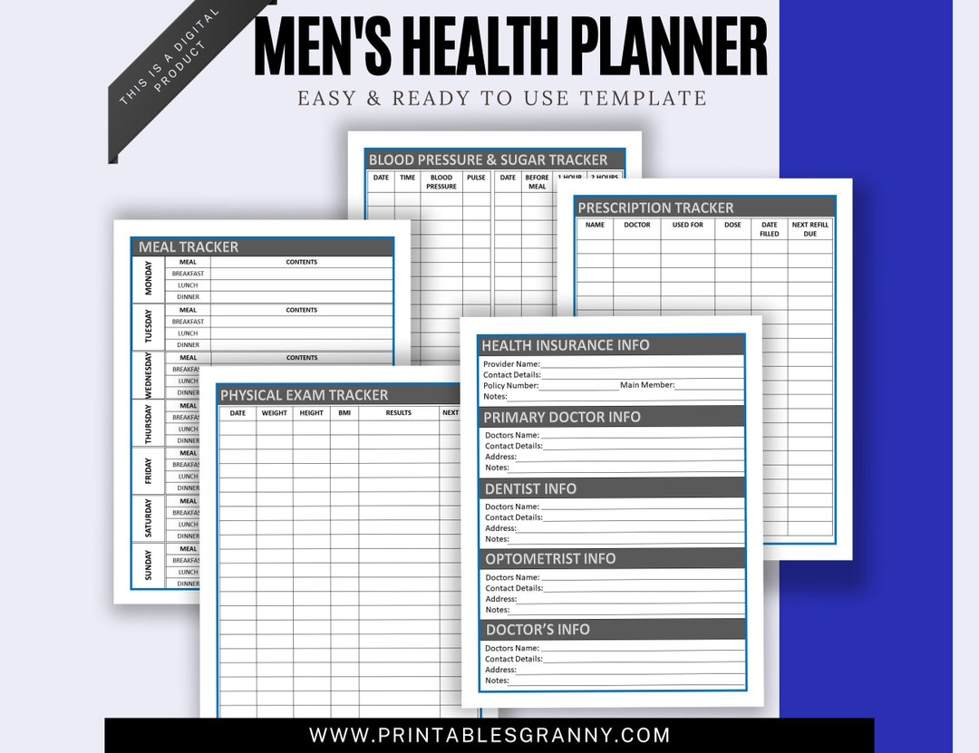 Mens Health Planner, Planner for Men, Weekly Planner for Men ...