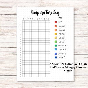 Printable Temperature Log - Daily Weather Tracker - Track Temperature ...