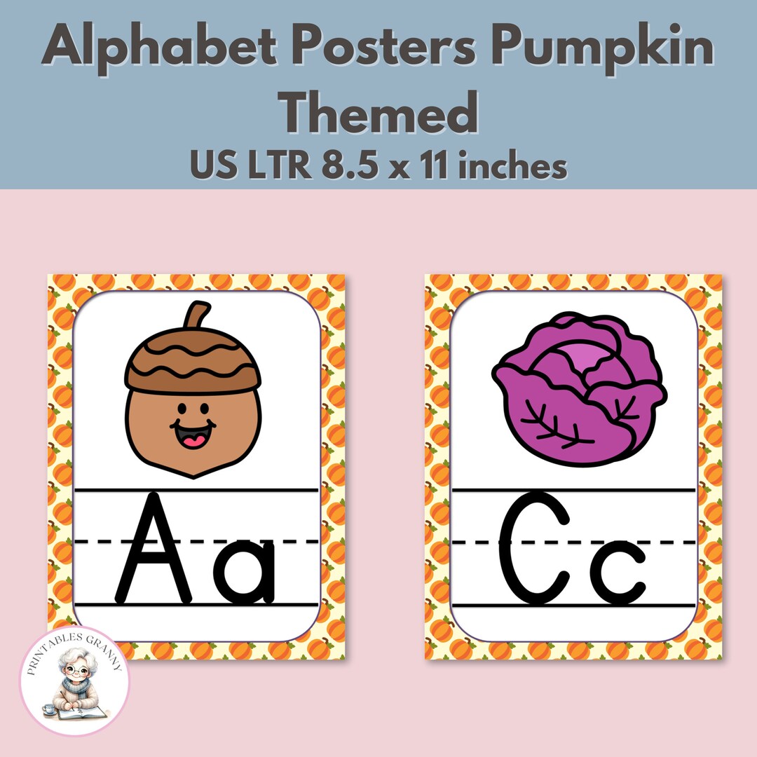 Alphabet Posters Printable Classsroom Decor Pumpkin Fall Theme - Etsy