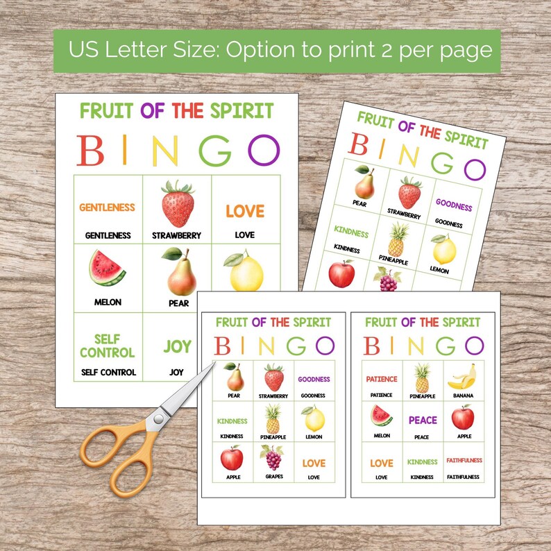 Fruit of the Spirit Bingo Game Printable for Kids, Christian Bible ...