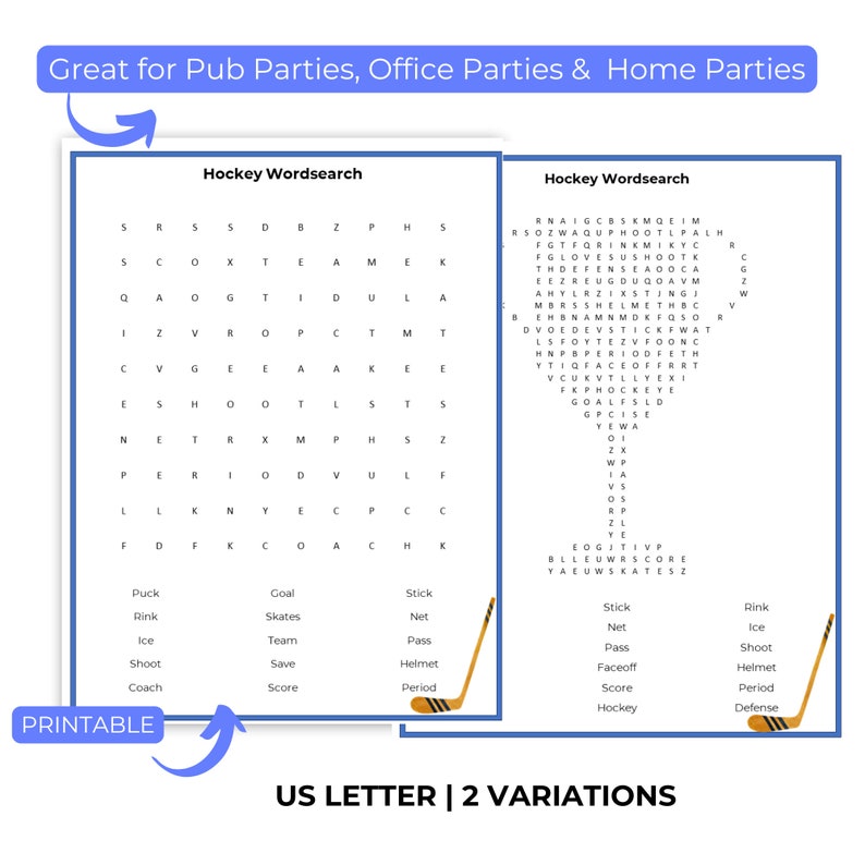 Hockey Wordsearch Game, Hockey Printable Game, Sports Wordsearch, Kids ...