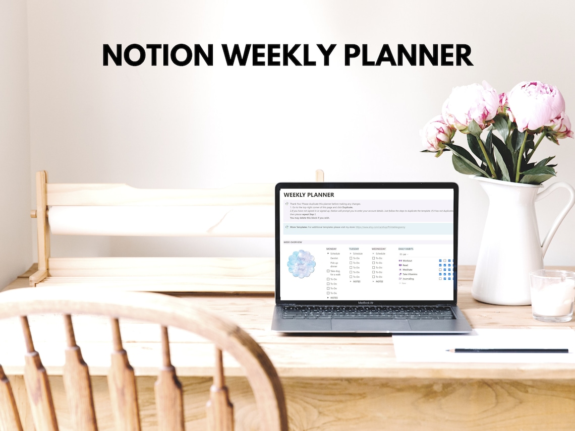 Notion Template, Weekly Planner Dashboard, Business or Personal Use ...