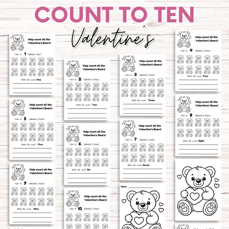 Counting Activity Preschool Math, Valentine's Day Bears Math Activity ...