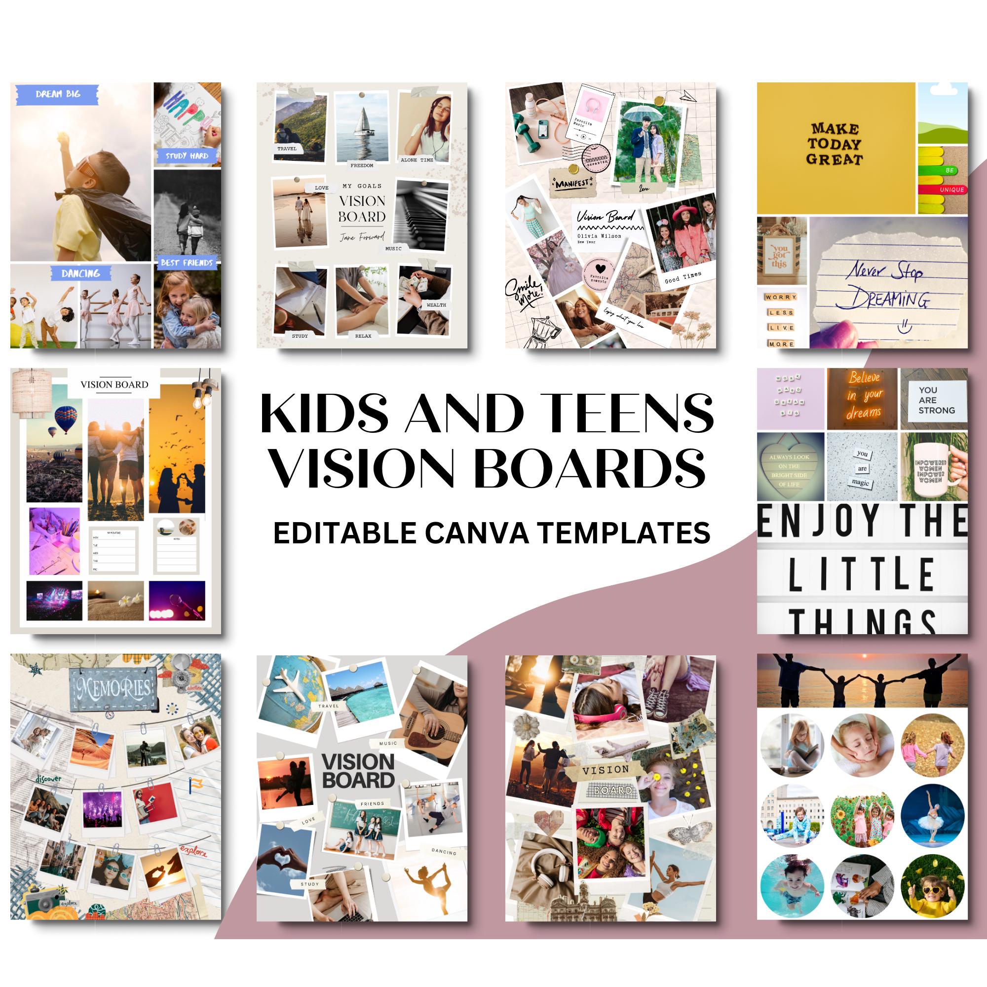 2025 Kids Teen Vision Board Templates - Canva Vision Board - Editable ...