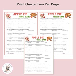 Apple Pie Trivia Game, Baby Shower Trivia, Apple Theme Trivia Printable ...