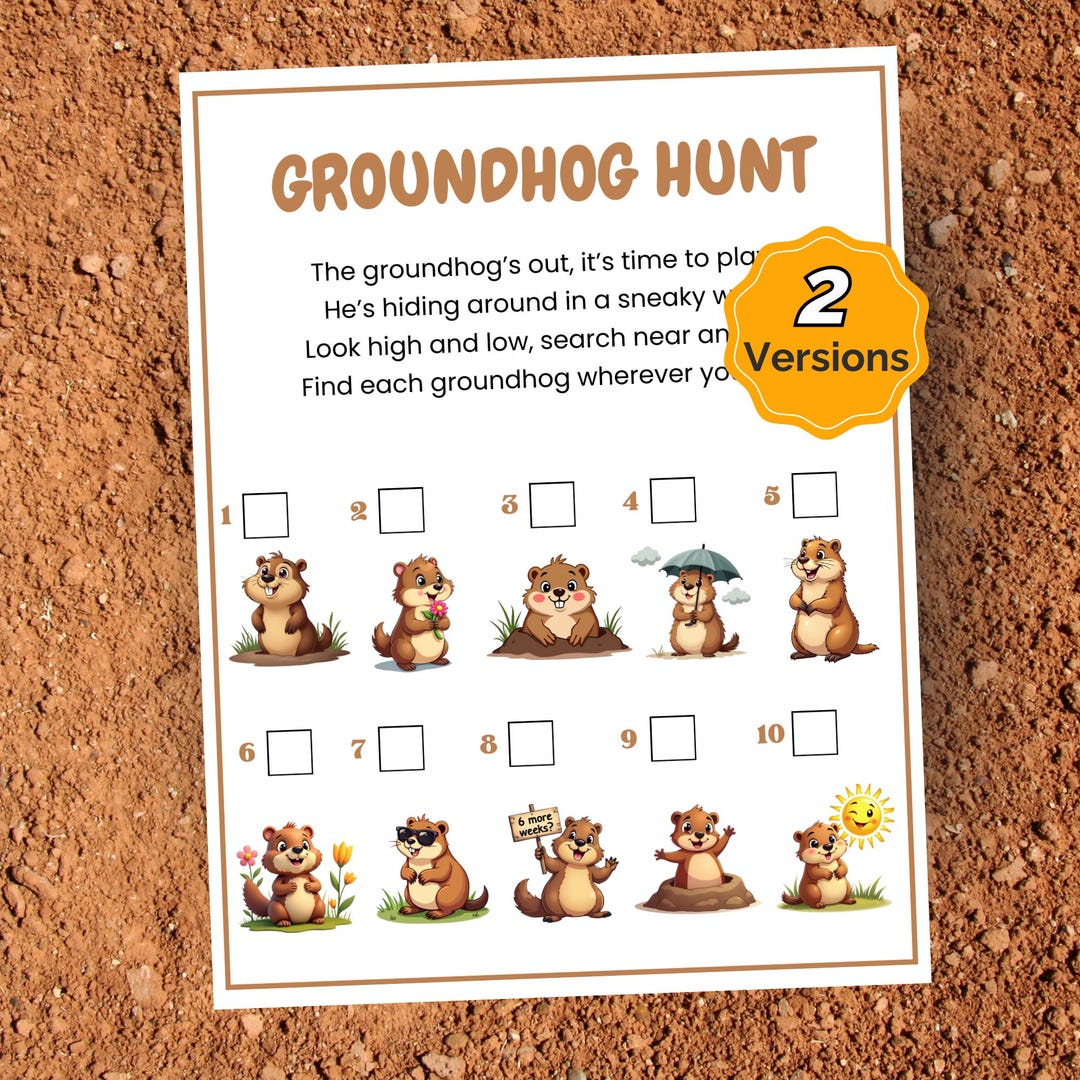 Groundhog Hunt for Kids, Printable Activity, Fun Treasure Hunt, Holiday ...