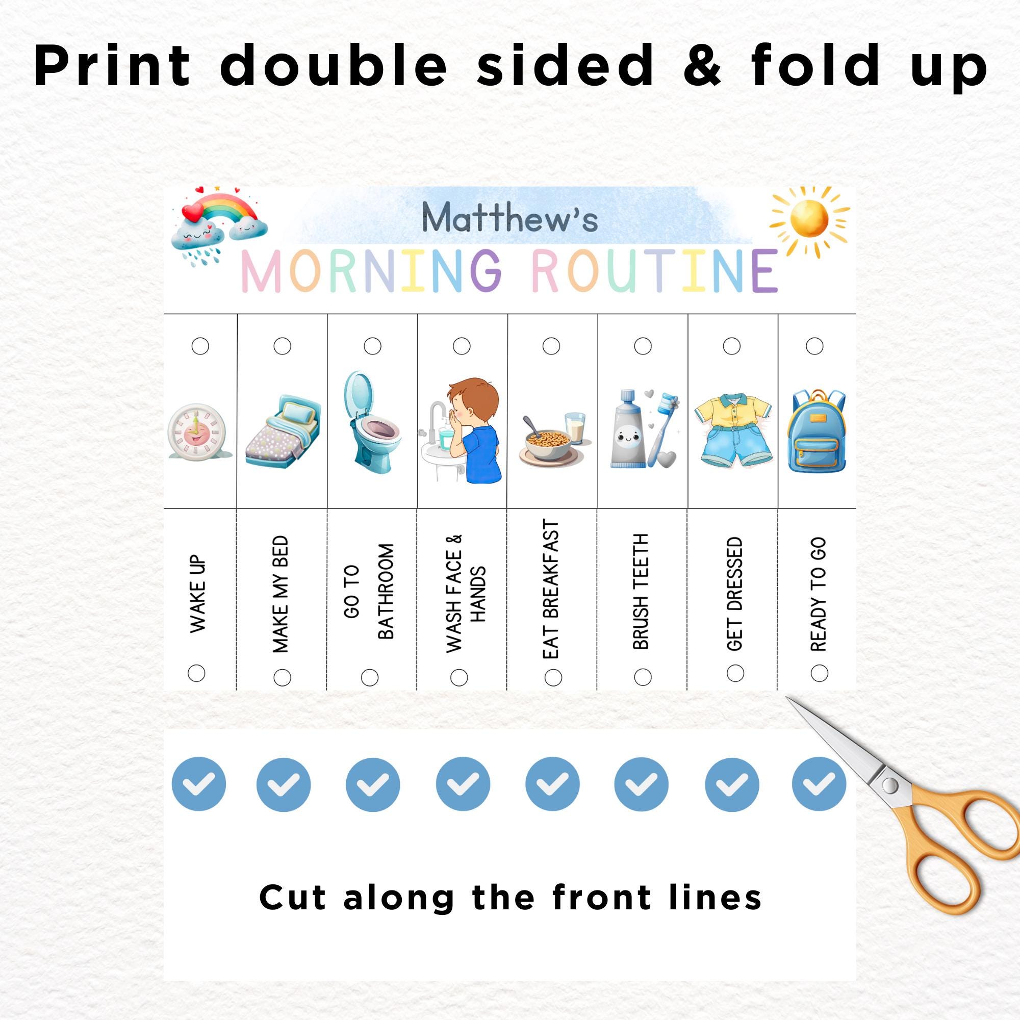 Editable Morning Routine Flip Chart, Kids Daily Checklist, Printable ...