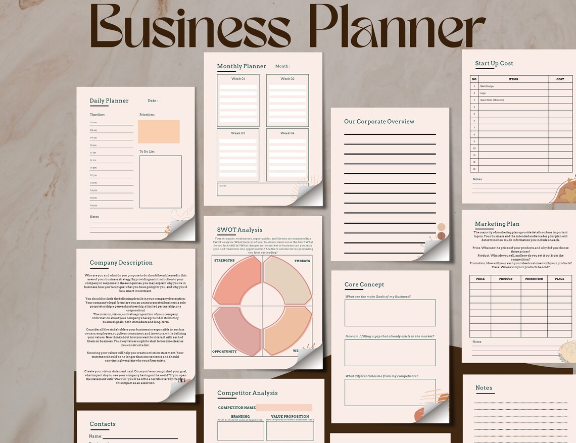 Entrepeneur Business Planner, Small Business Planner, Printable ...