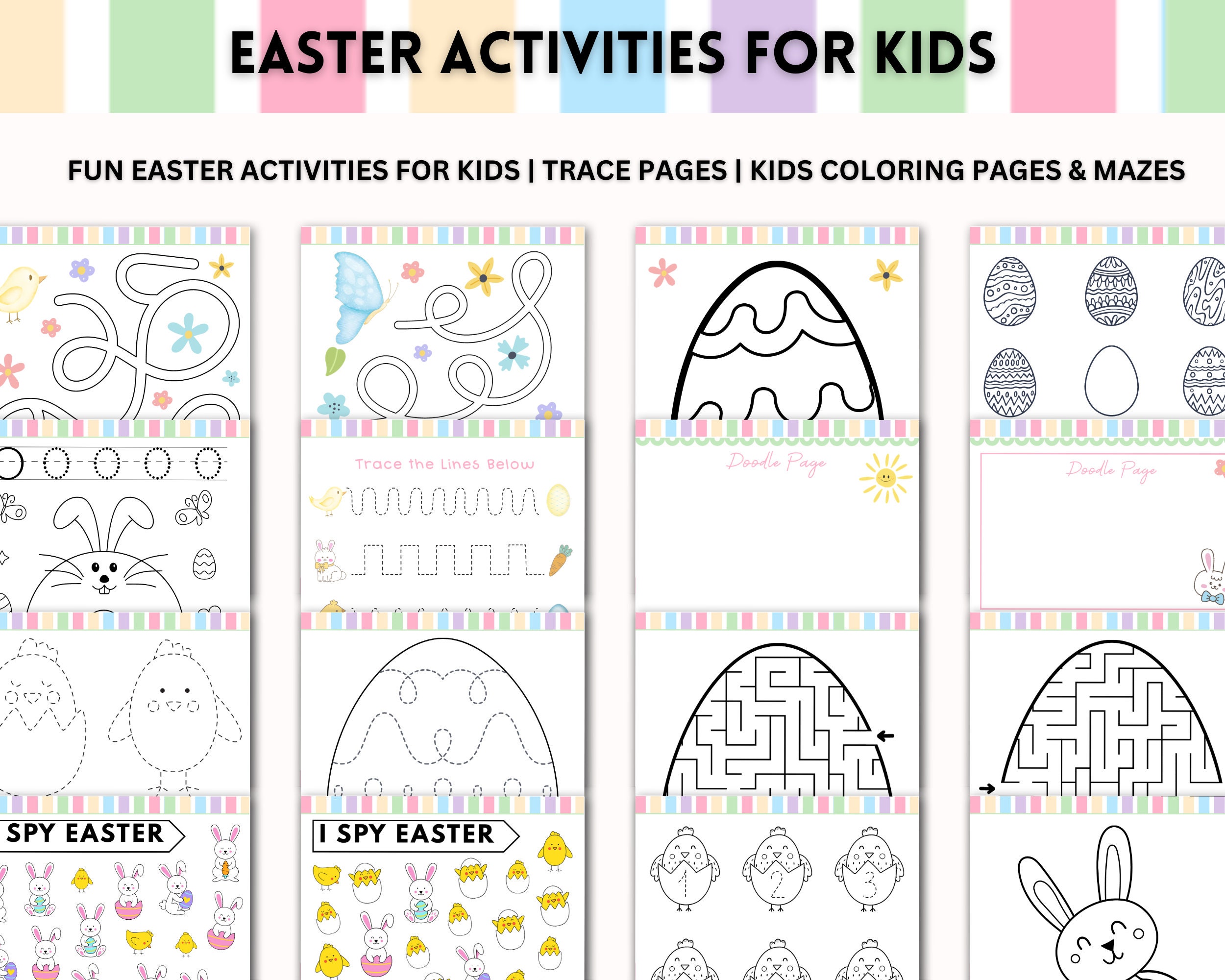 Easter Activities for Kids, Printables Pack, Coloring Pages, Mazes for ...