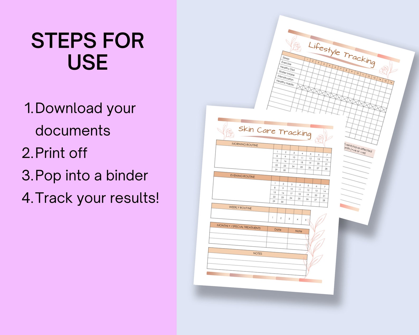 Skin Care Planner | Printable PDF | Skin Care Routines Tracker - Etsy