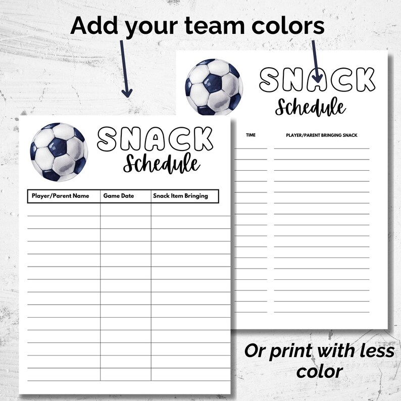 Soccer Snack Sign up Sheet, Printable Template, Team Sign up Sheet ...