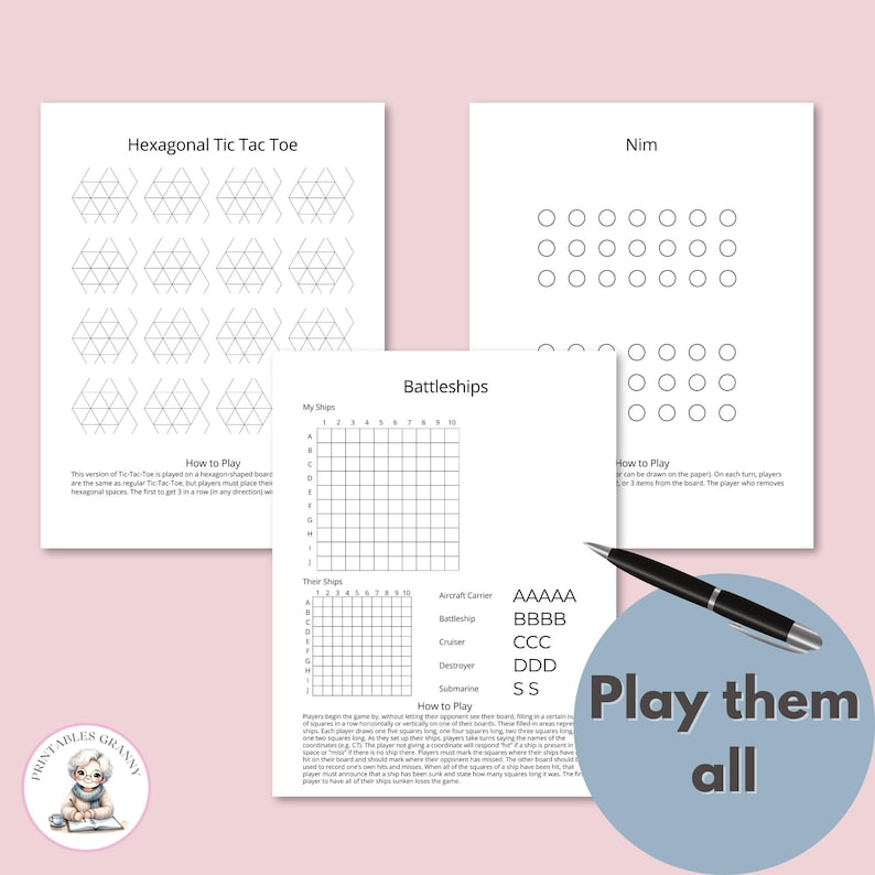 Pen and Paper Printable Games, 15 Printable Travel Games for Kids ...