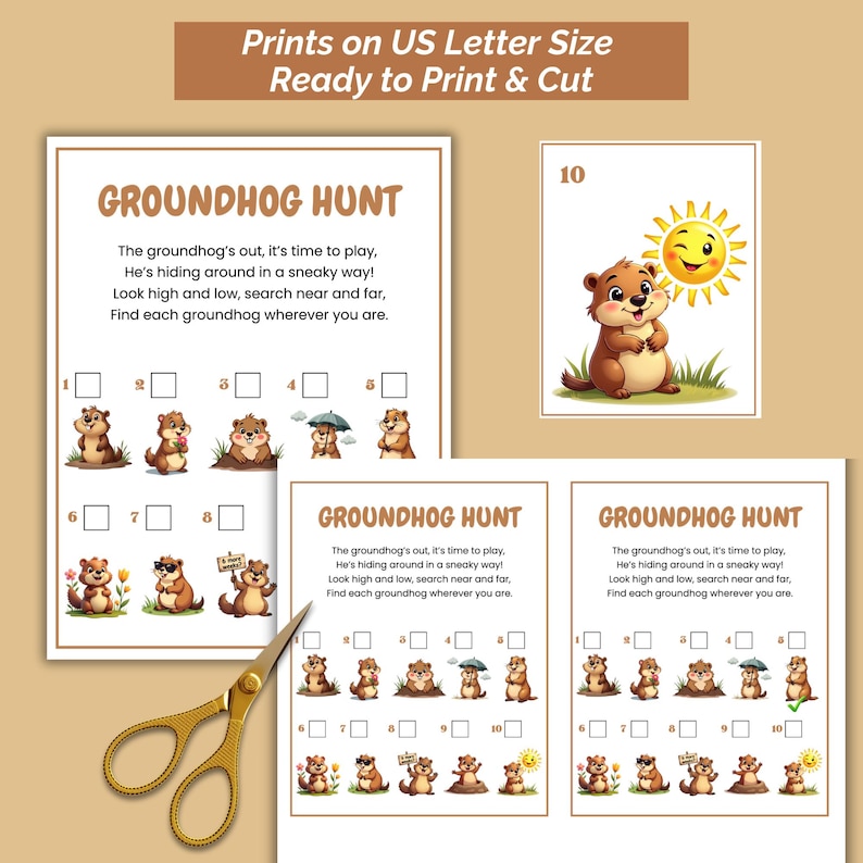 Groundhog Hunt for Kids, Printable Activity, Fun Treasure Hunt, Holiday ...