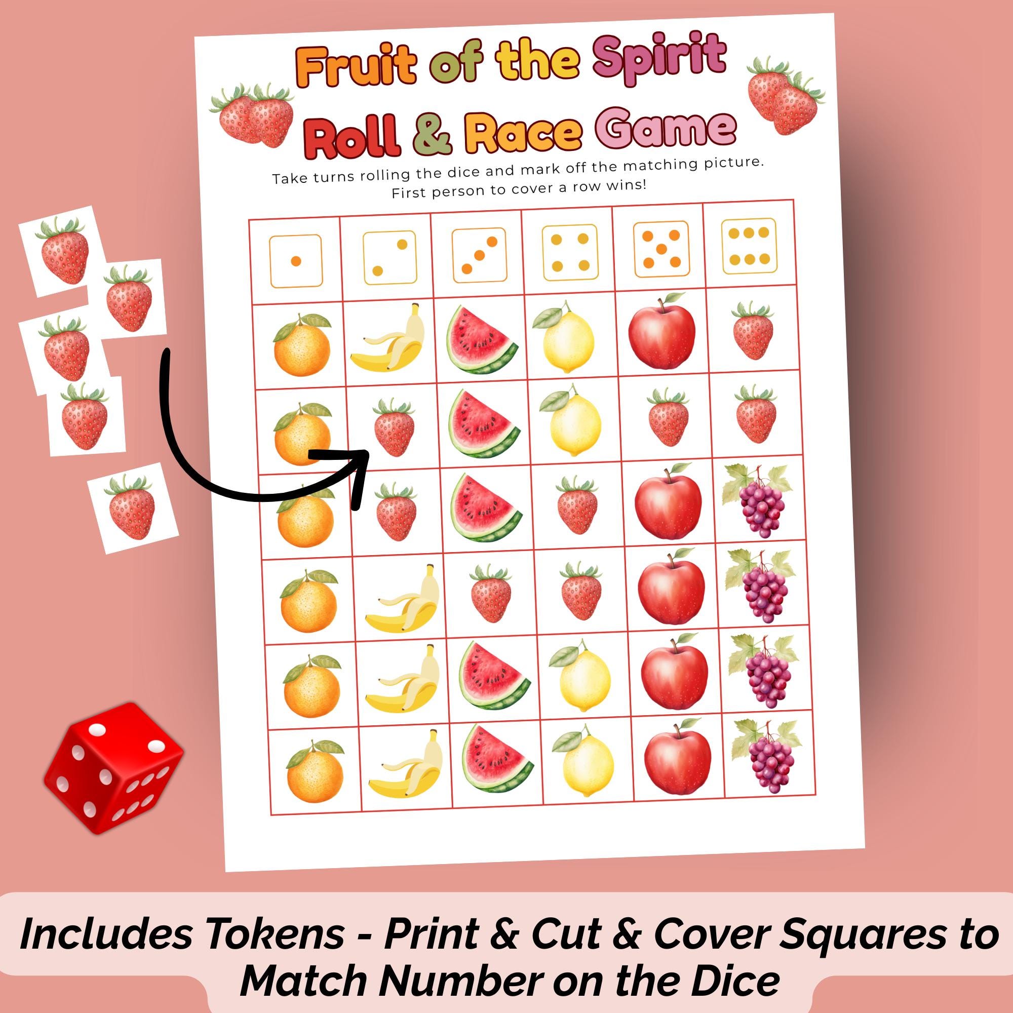 Fruit of the Spirit Roll & Race Game, Sunday School Bible Game ...