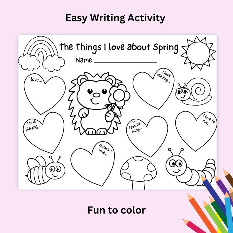 The Things I Love About Spring, Kids Writing Template, Printable Spring ...