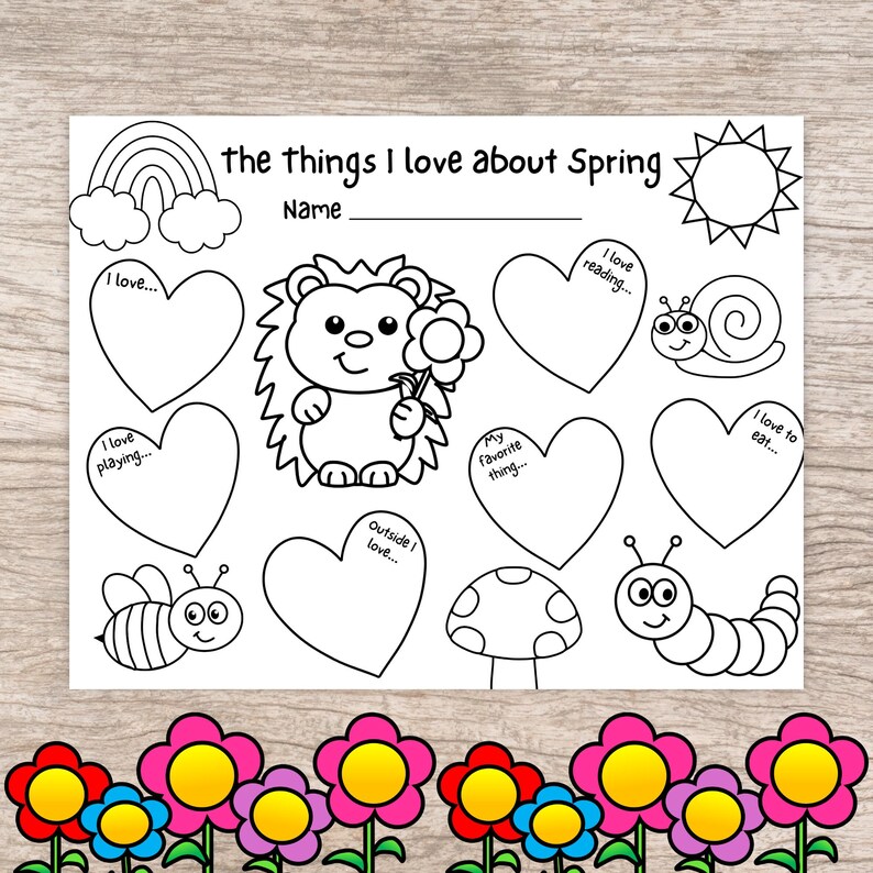 The Things I Love About Spring, Kids Writing Template, Printable Spring ...