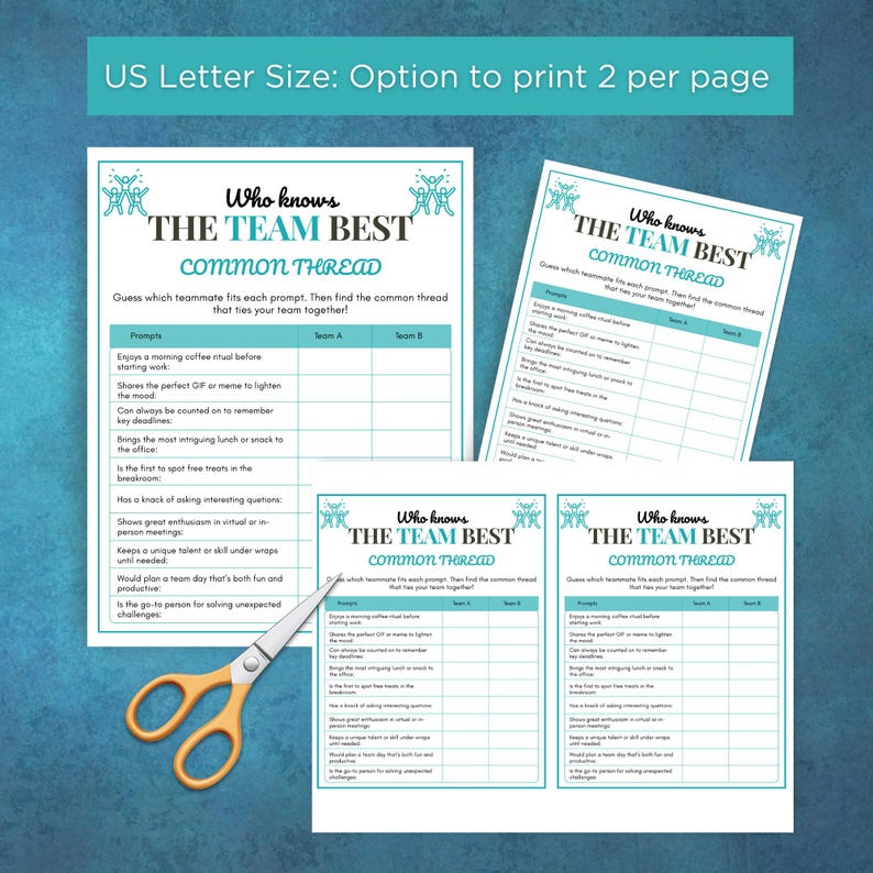 Printable Team Building Games on Paper, Find the Common Thread, Who ...