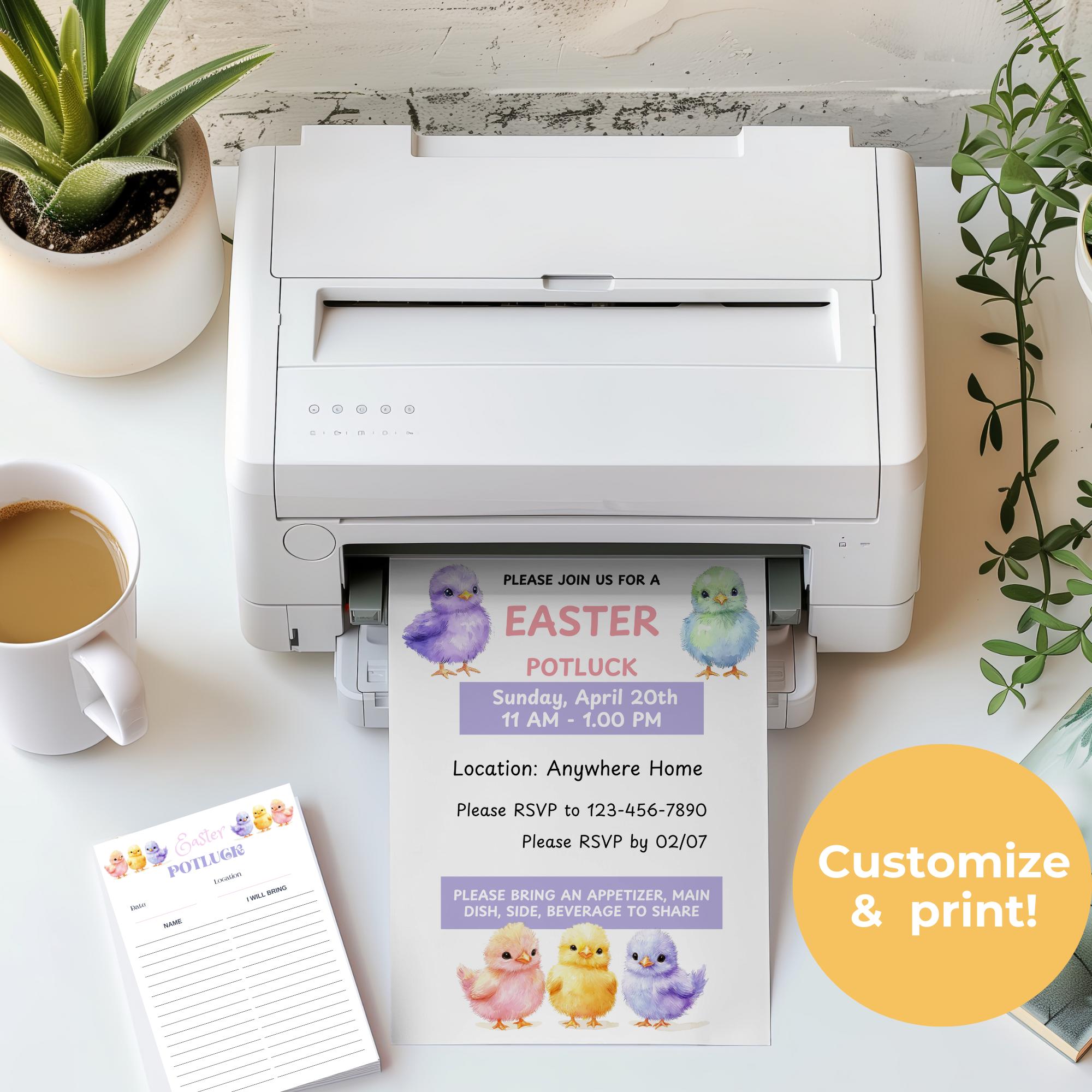 Easter Potluck Invitation - Editable Canva Template, Digital and ...