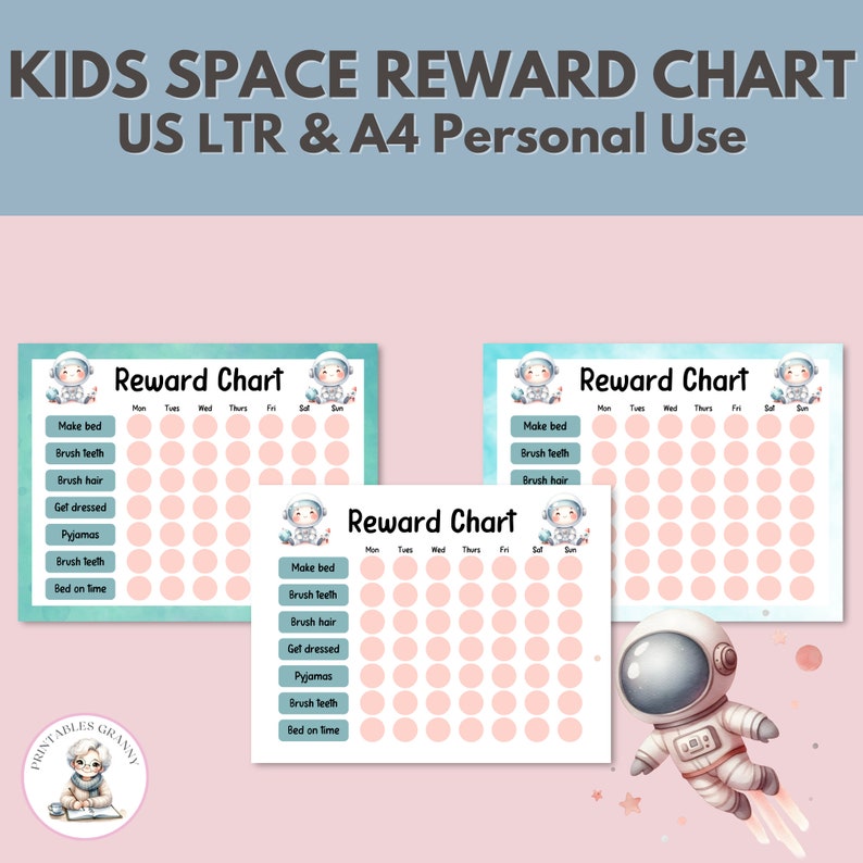 Space Reward Chart for Kids Printable Instant Download - Etsy