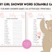 Word Scramble Baby Girl Shower Game, Printable, Fun Baby Shower Game ...