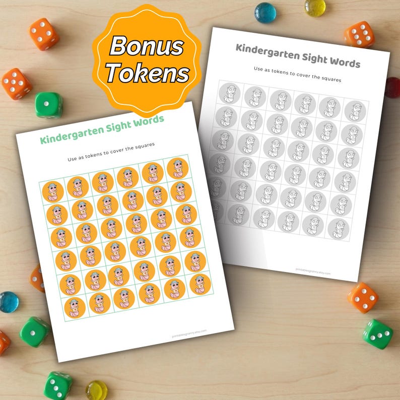 Roll a Sight Word Kindergarten Game, Roll and Cover Reading Activity ...