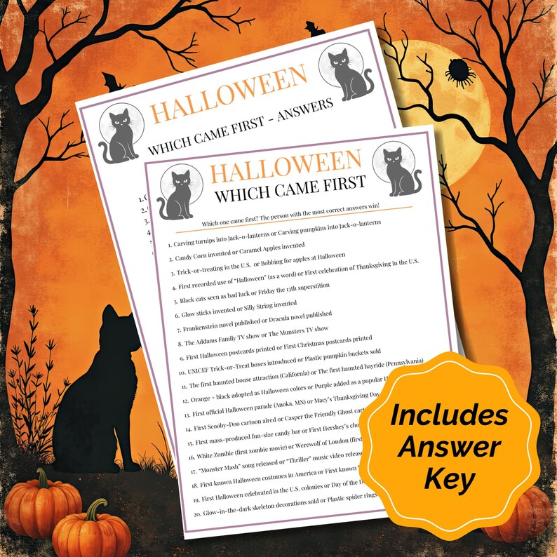 Halloween Which Came First Game Printable, Trivia Quiz for Adults ...