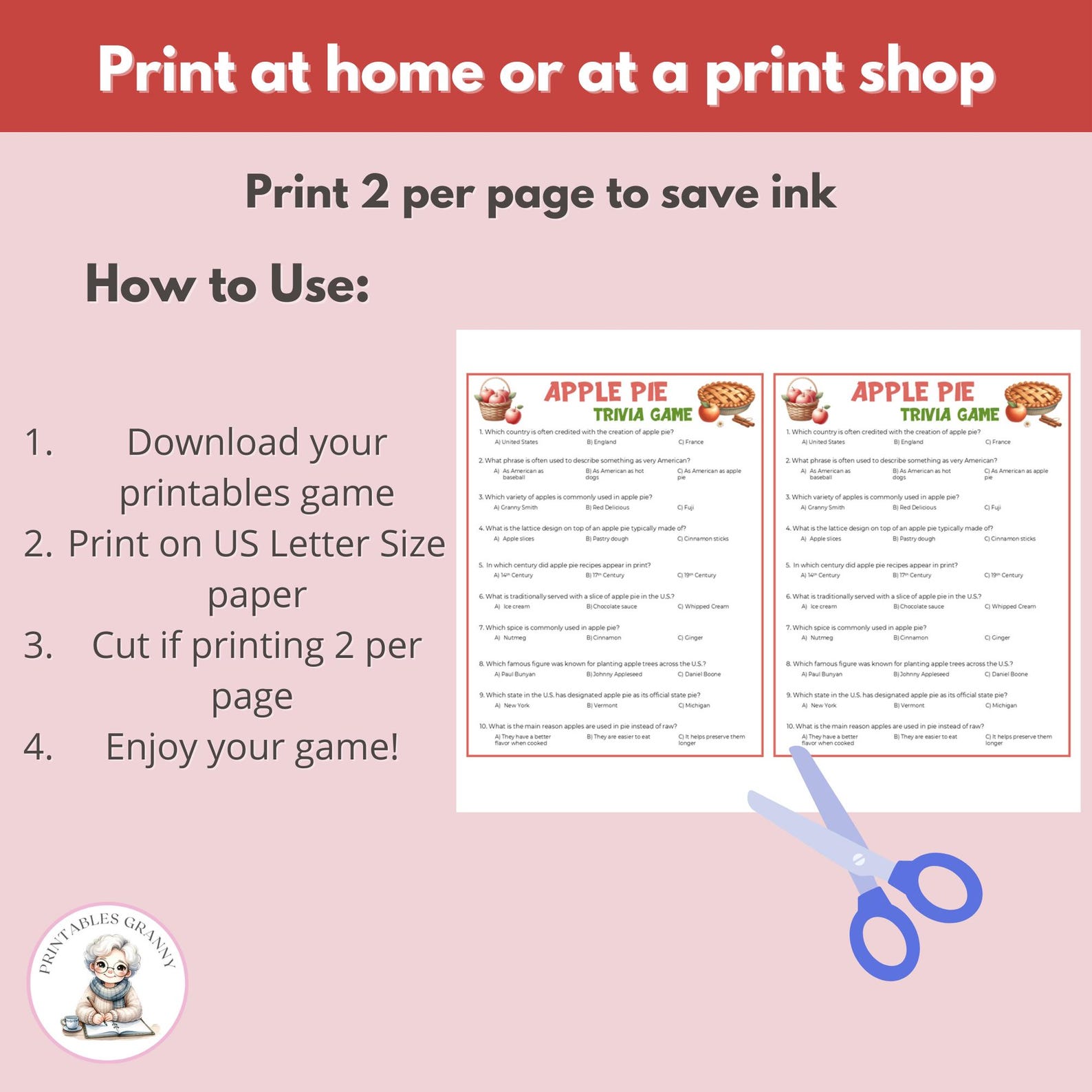 Apple Pie Trivia Game, Baby Shower Trivia, Apple Theme Trivia Printable ...