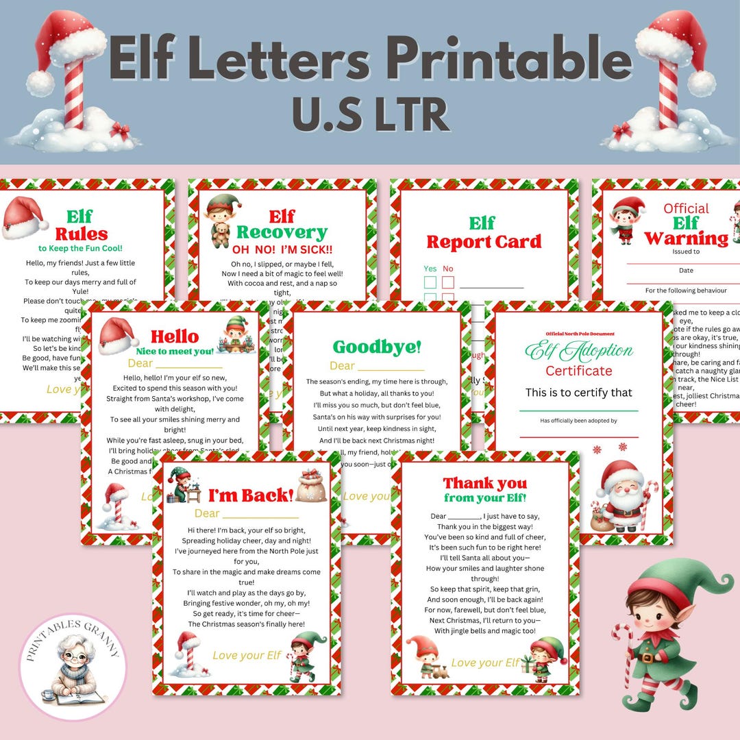 Letter From Elf - Christmas Printable Notes, Elf Arrival & Goodbye ...