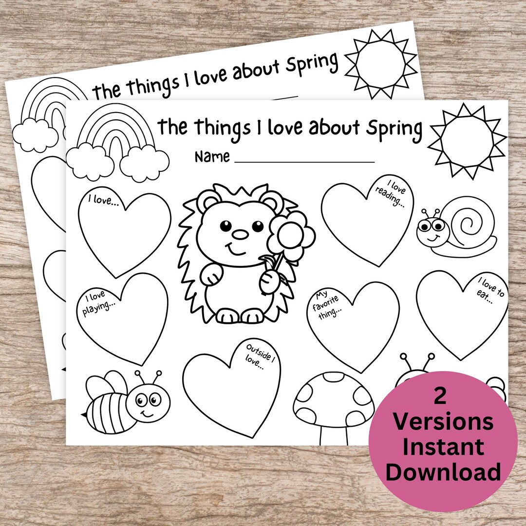 The Things I Love About Spring, Kids Writing Template, Printable Spring ...