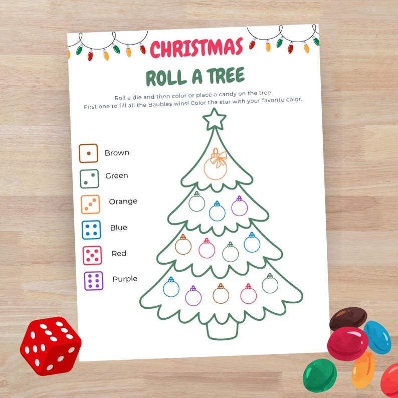 Roll a Tree Christmas Game Printable, Roll a Dice Games, Christmas ...