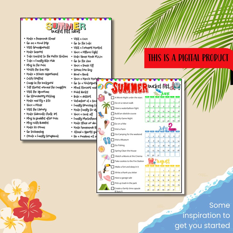 Summer Bucket List Templates, Printables, Summer Fun, to Do List, Fun ...