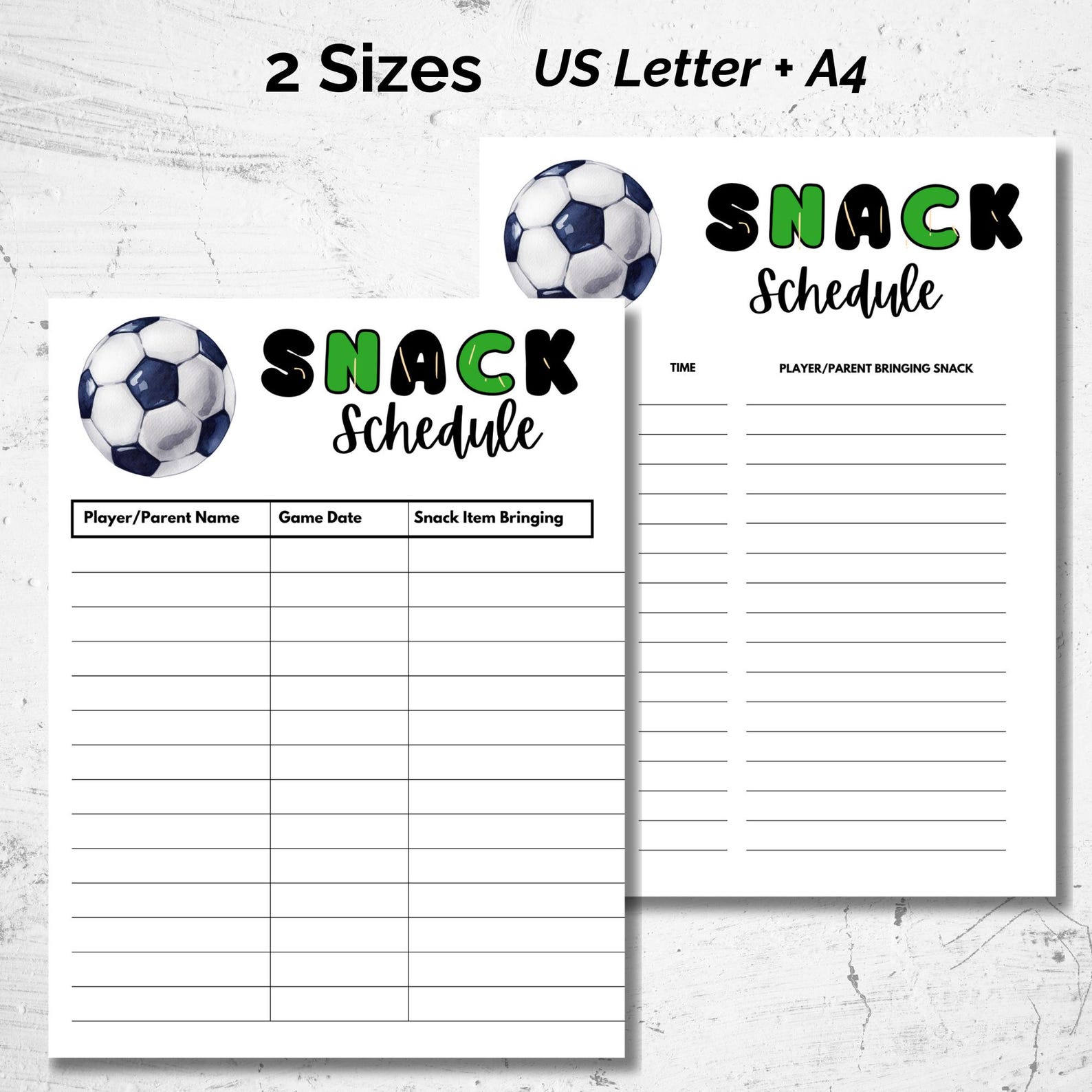 Soccer Snack Sign up Sheet, Printable Template, Team Sign up Sheet ...