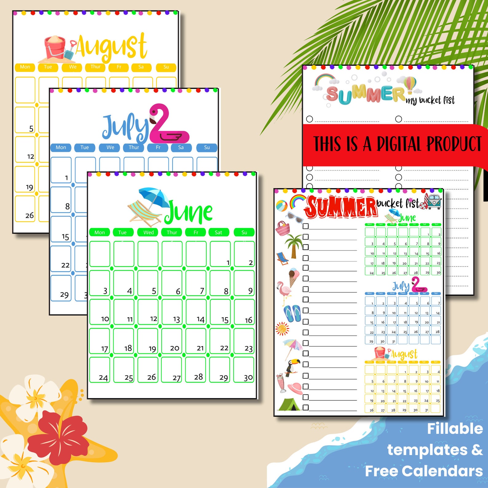 Summer Bucket List Templates, Printables, Summer Fun, to Do List, Fun ...