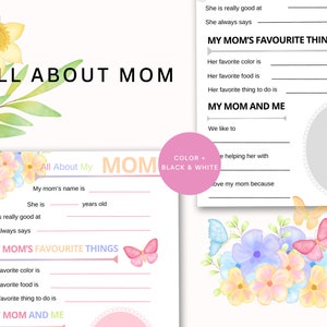All About Mom Printable, Unique Mother's Day Gift for Kids , Fun Craft ...