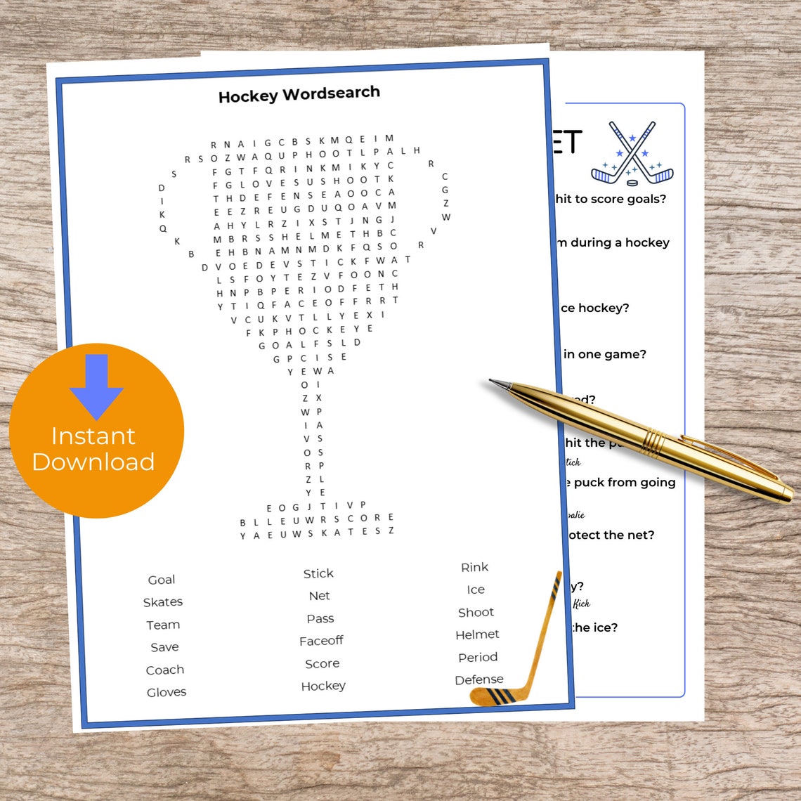 Hockey Wordsearch Game, Hockey Printable Game, Sports Wordsearch, Kids ...