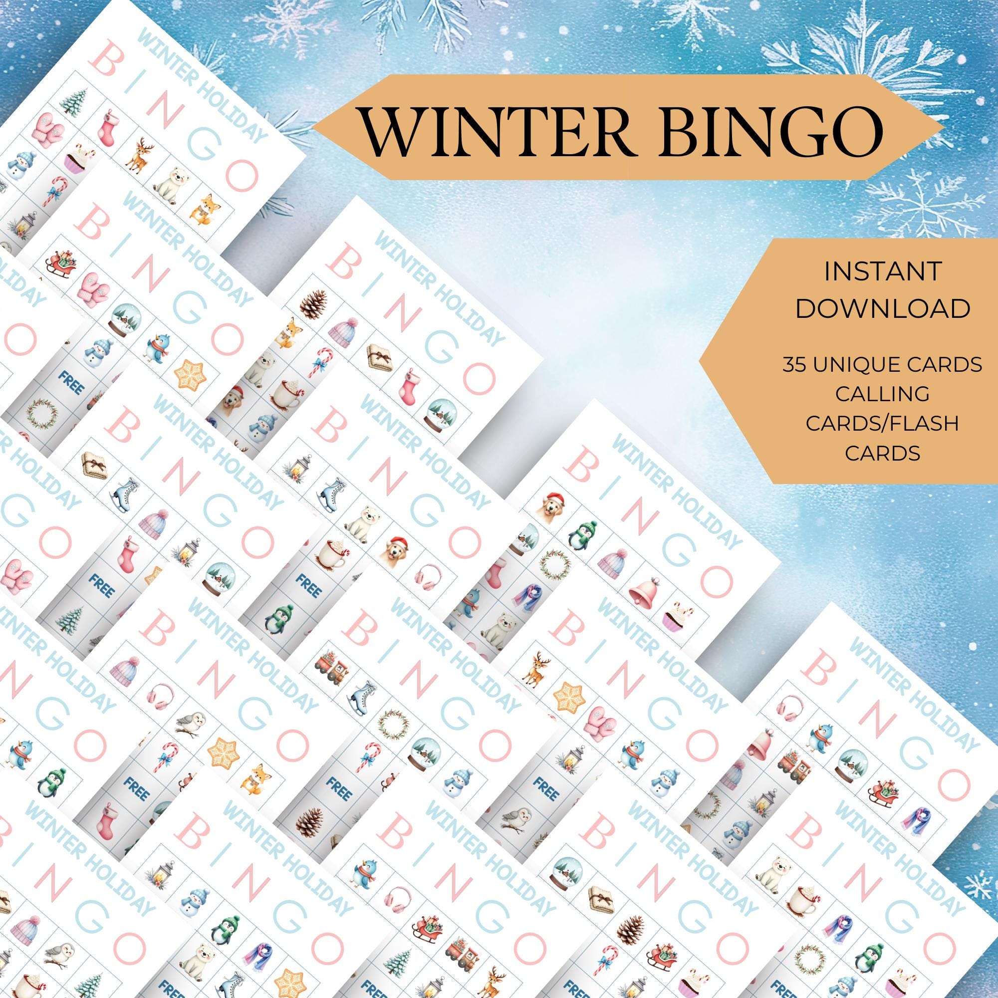 Winter Holiday Bingo Cards Printable, Kids Winter Activity, Fun ...