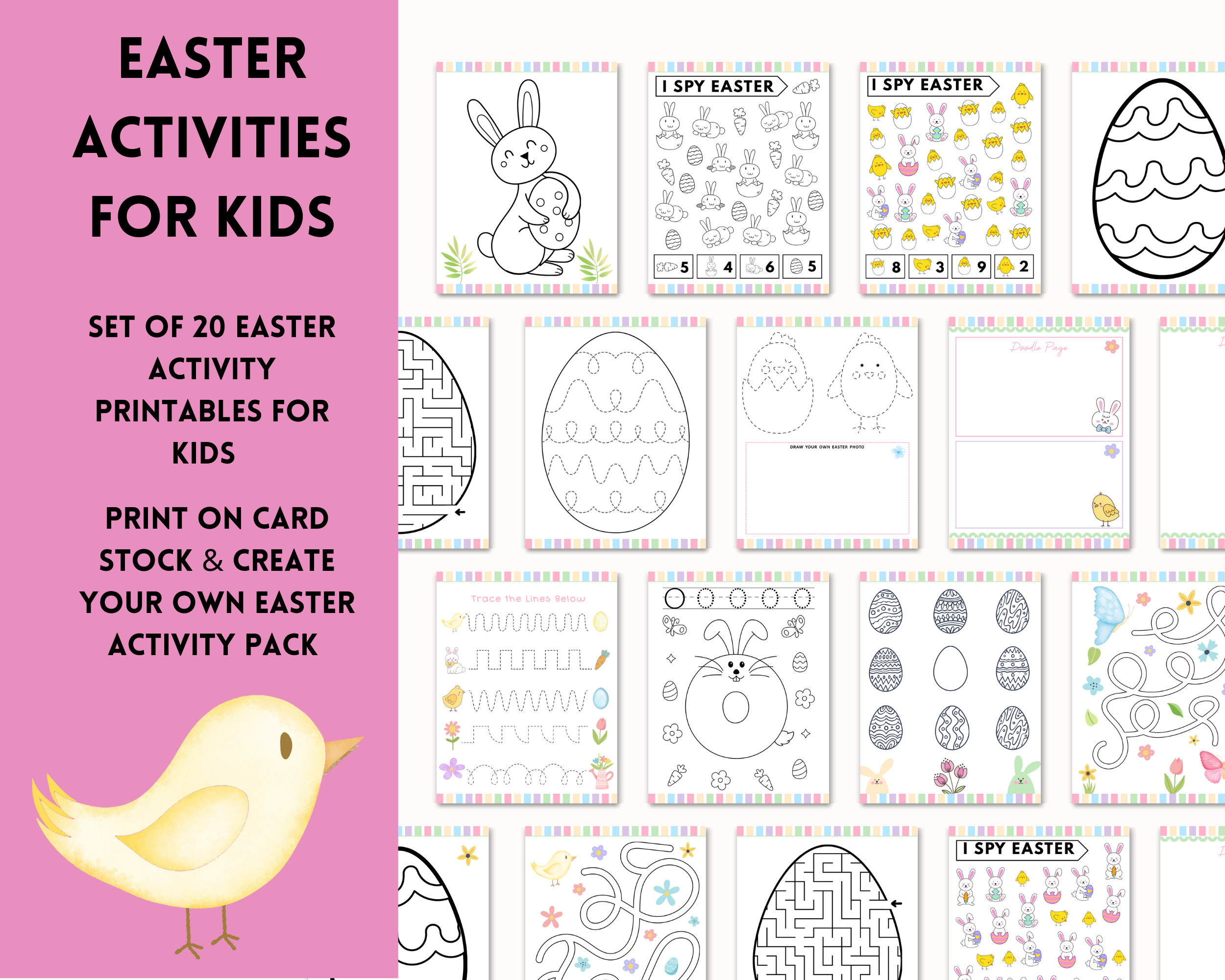 Easter Activities for Kids, Printables Pack, Coloring Pages, Mazes for ...
