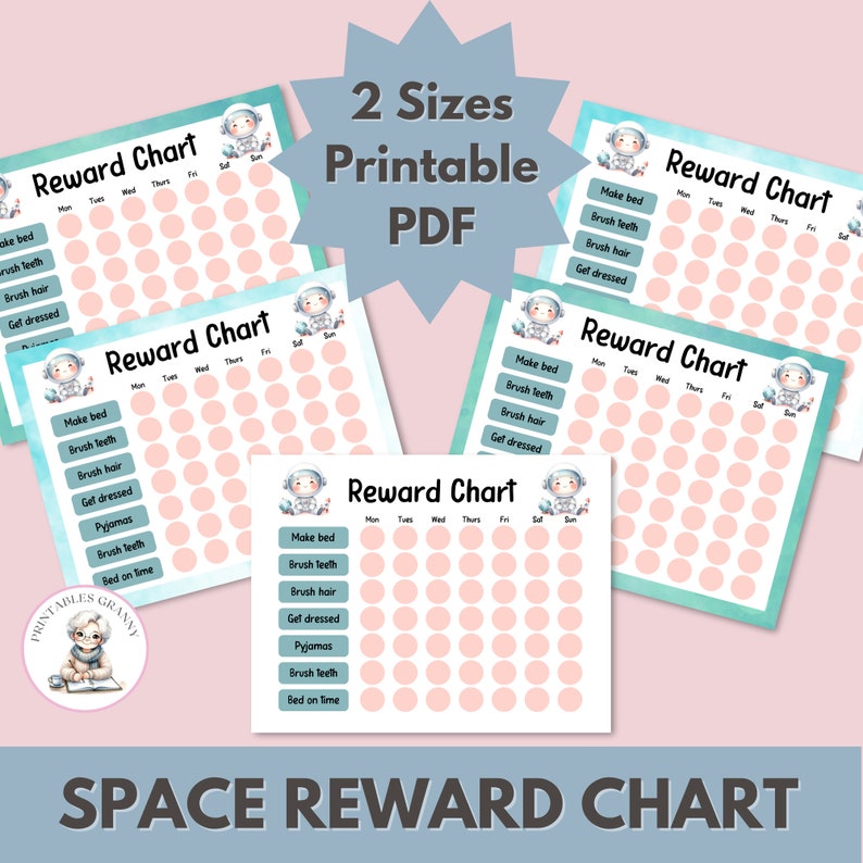 Space Reward Chart for Kids Printable Instant Download - Etsy