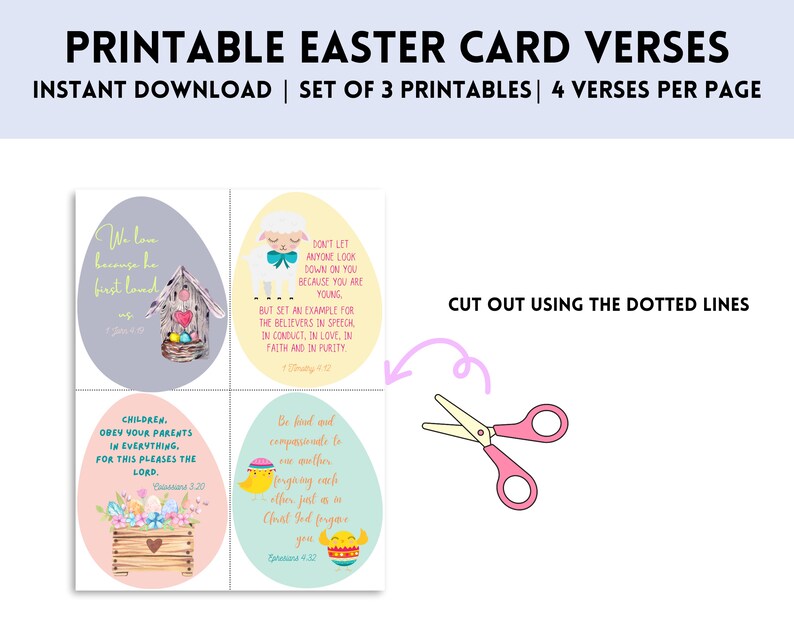 Printable Easter Card Verses | Kids Bible | Religious Learning - Etsy