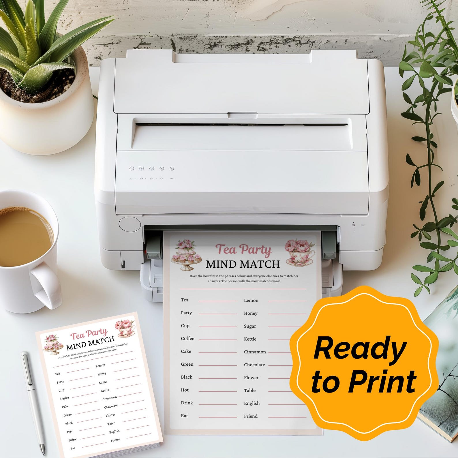 Tea Party Mind Match Game, Printable Activity, Afternoon Tea Party ...