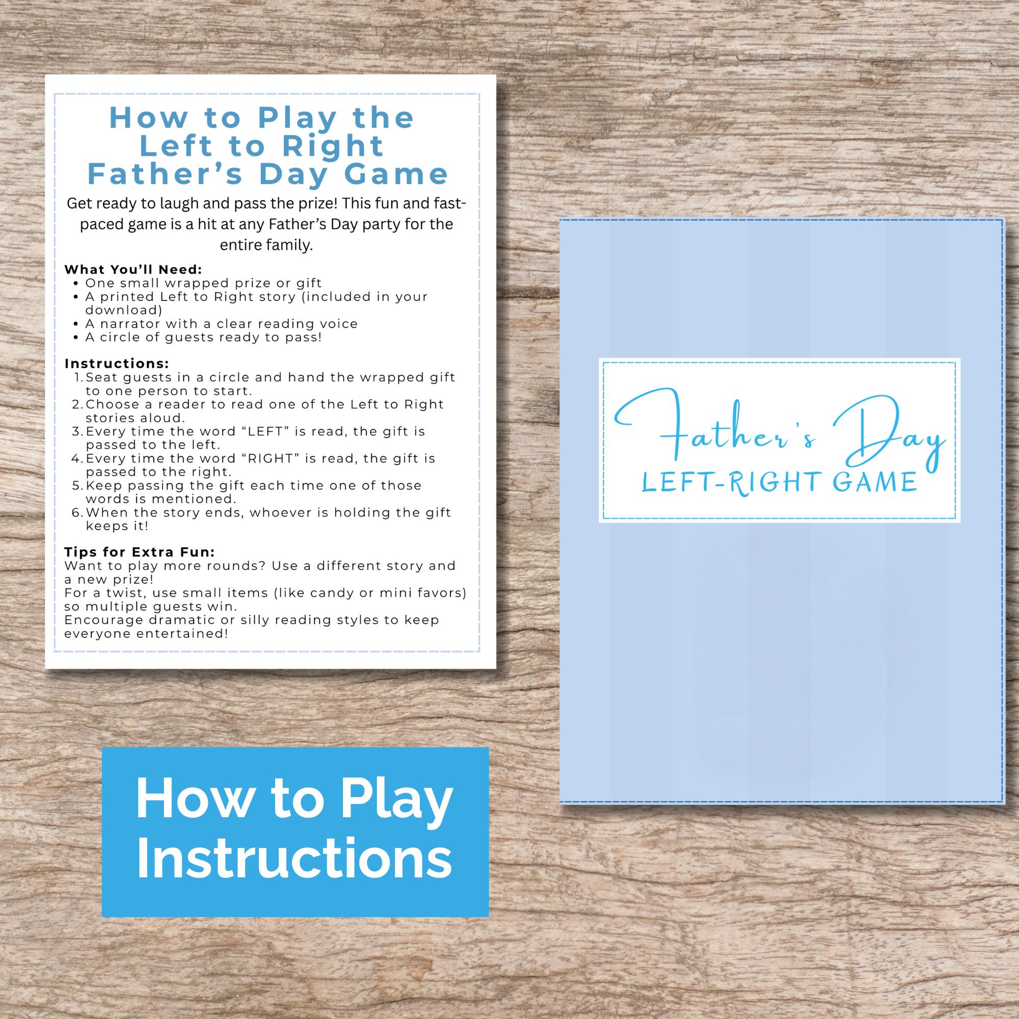 Fathers Day Left Right Game, Fun Printable Game Dads, Funny Family ...