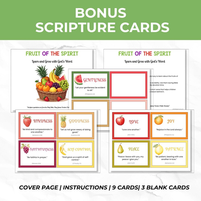 Fruit of the Spirit Bingo Game Printable for Kids, Christian Bible ...