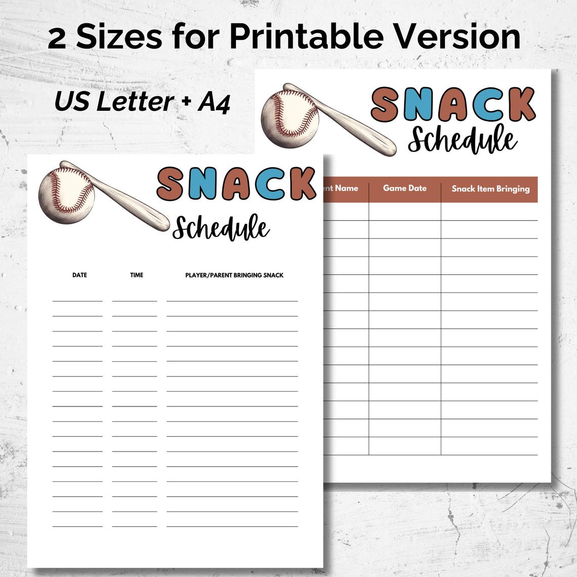Baseball Snack Schedule Sign up Sheet, Printable Template, Team Sign up ...