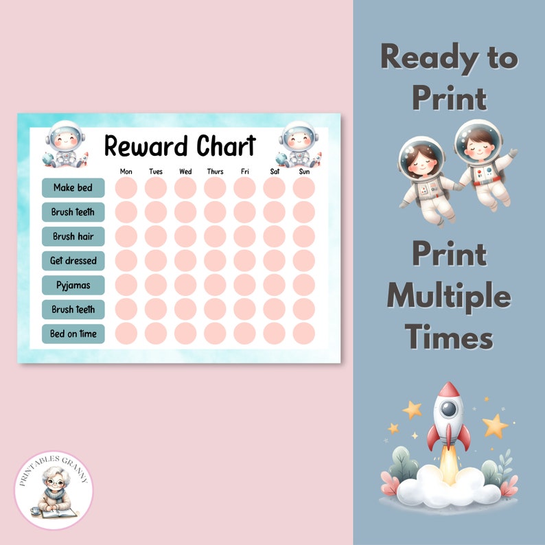Space Reward Chart for Kids Printable Instant Download - Etsy