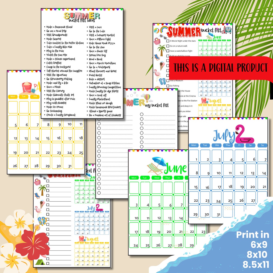 Summer Bucket List Templates, Printables, Summer Fun, to Do List, Fun ...